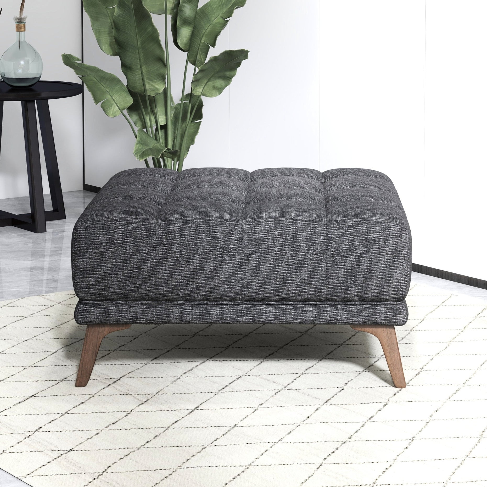 Dark Gray Square Ottoman for Coffee and Rest | In Living Room Scenarios ...