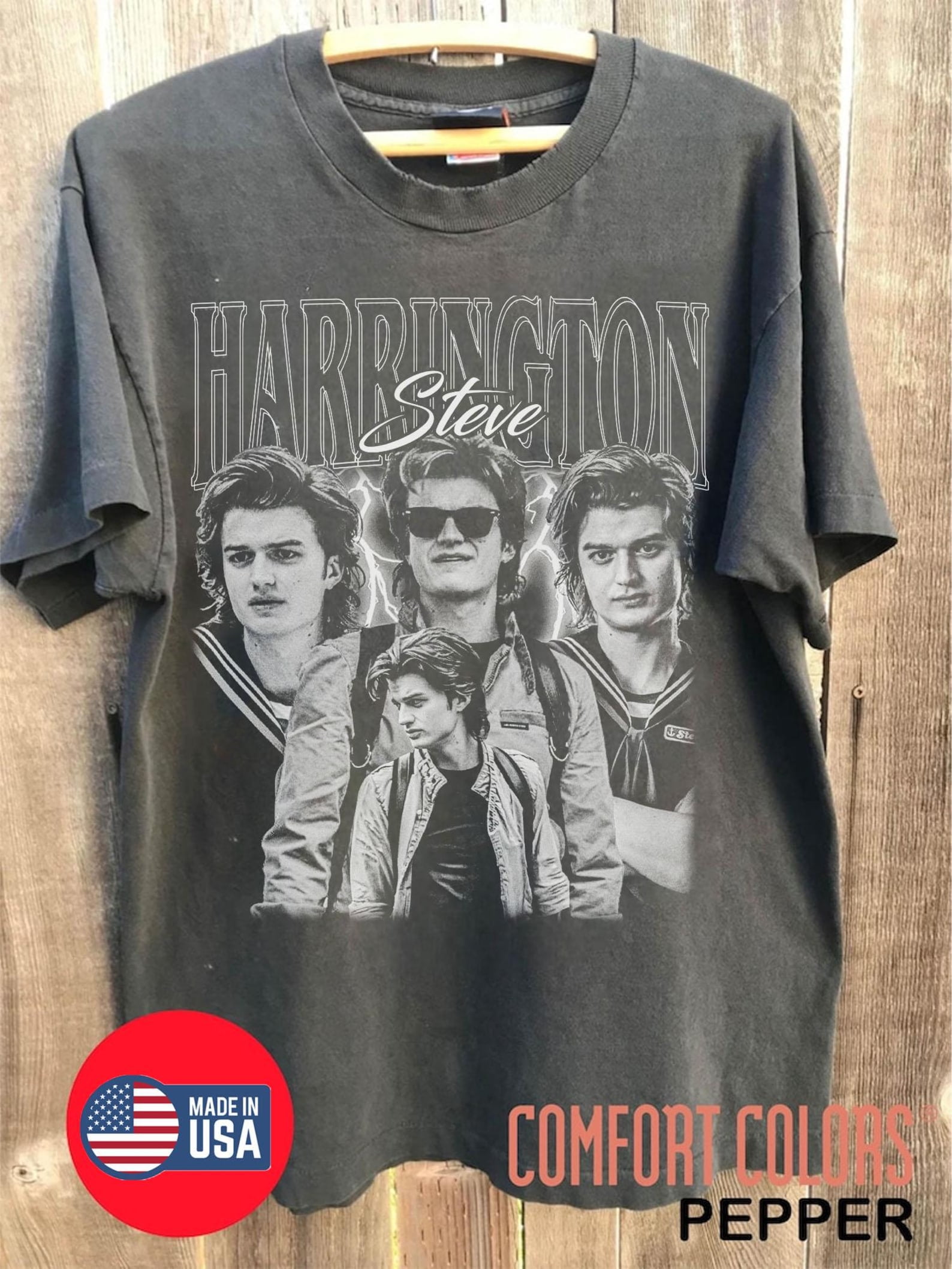 Dark Gray Steve Harrington Graphic T-Shirt | Comfort Colors | Made in ...