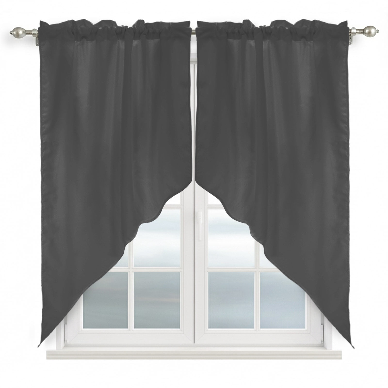 Dark Gray Swag Curtain Valance for Small Windows, Solid Color Window ...
