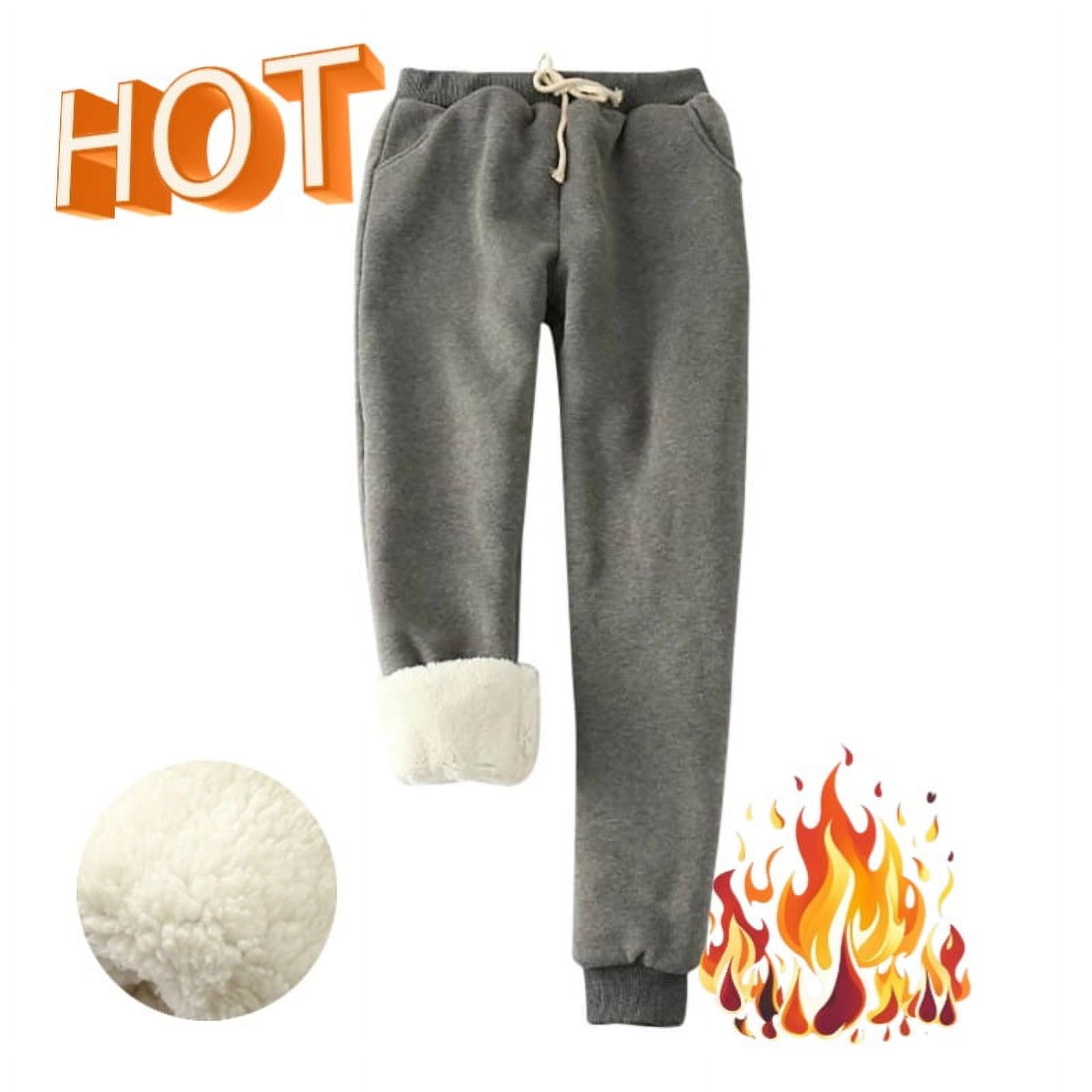 Dark Gray Sweatpants Women Fleece Lined Winter Sherpa Jeans Warm Para ...