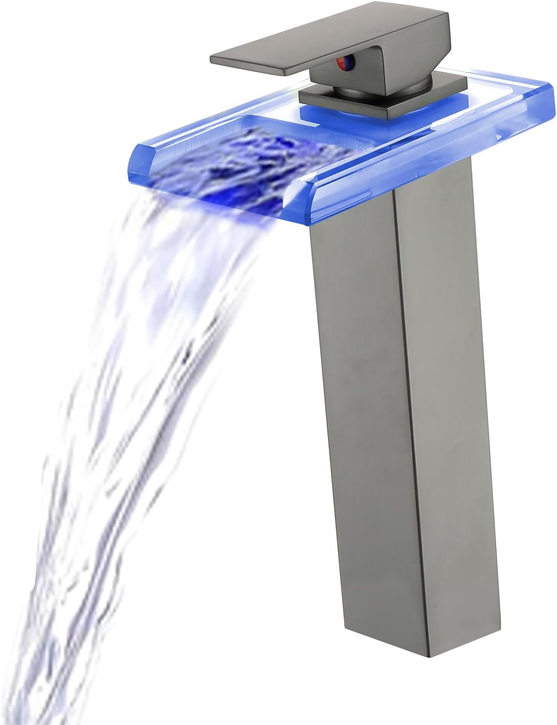 Dark Gray Tall Bathroom Vessel Sink Faucet, LED Bathroom Sink Faucet ...