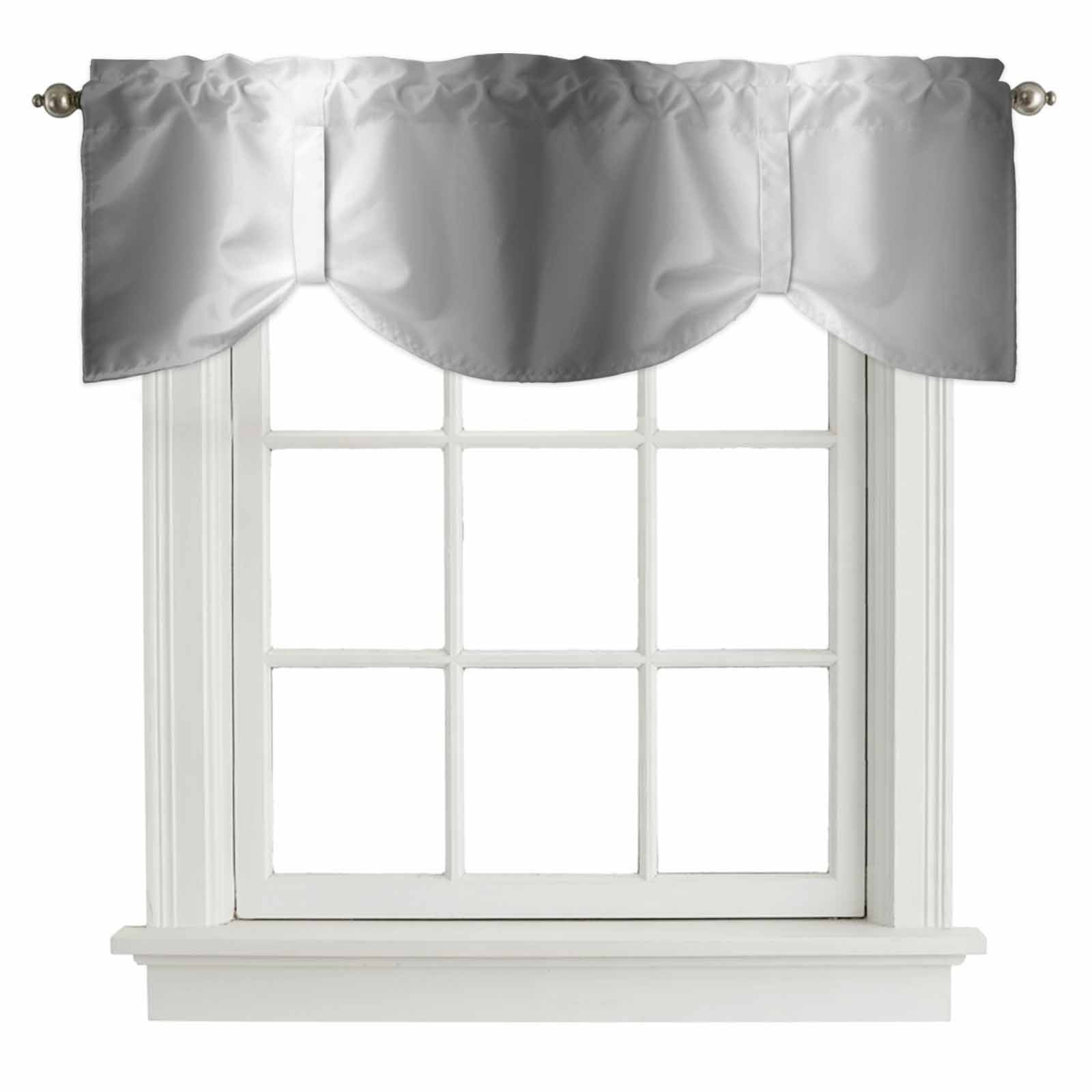 Dark Gray Tie Up Valance Curtains for Windows, Kitchen Curtains Window ...
