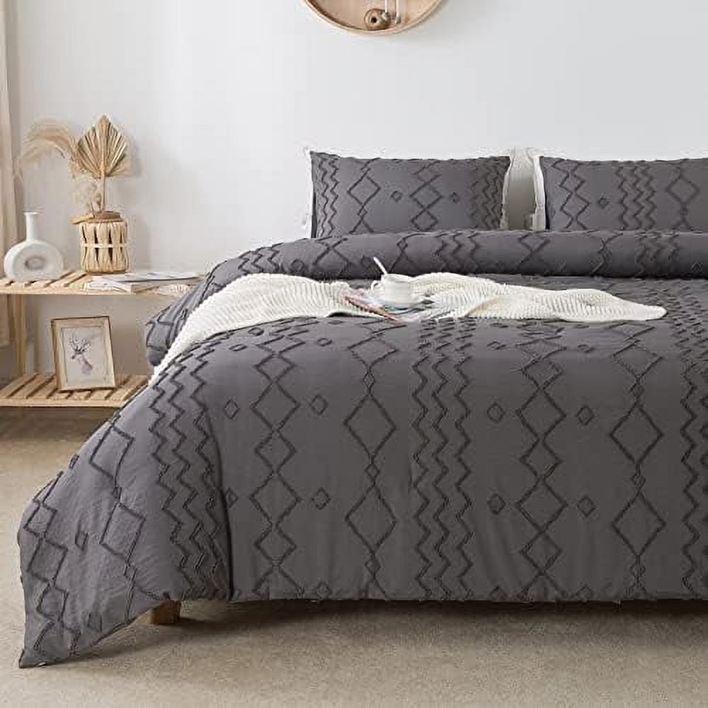 Dark Gray Tufted Comforter Set Queen(90x90Inch), 3 Pieces(1 Tufts ...