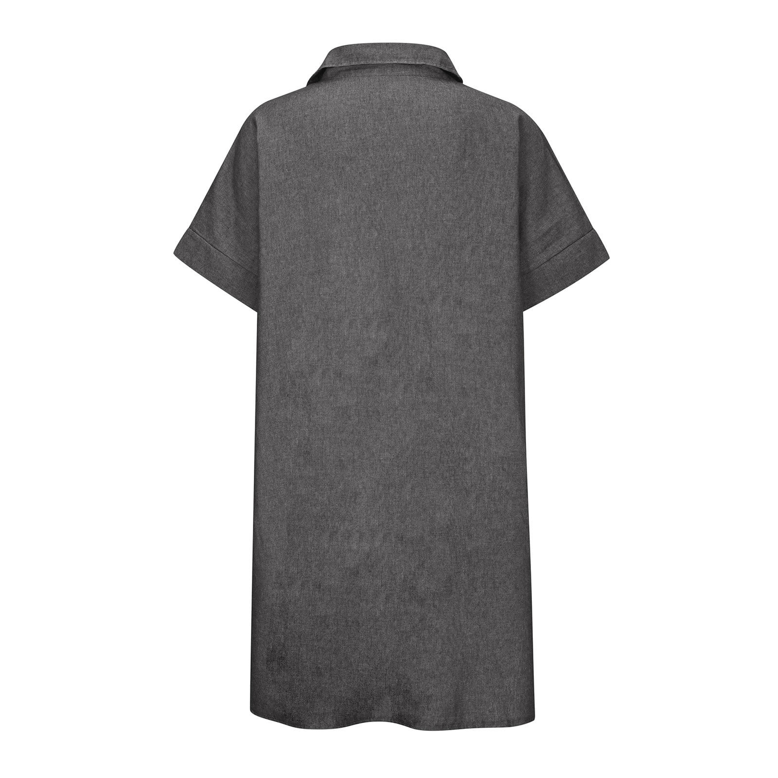 Dark Gray Turtle Neck Faux Denim for Women Winter Fall Short Sleeve ...
