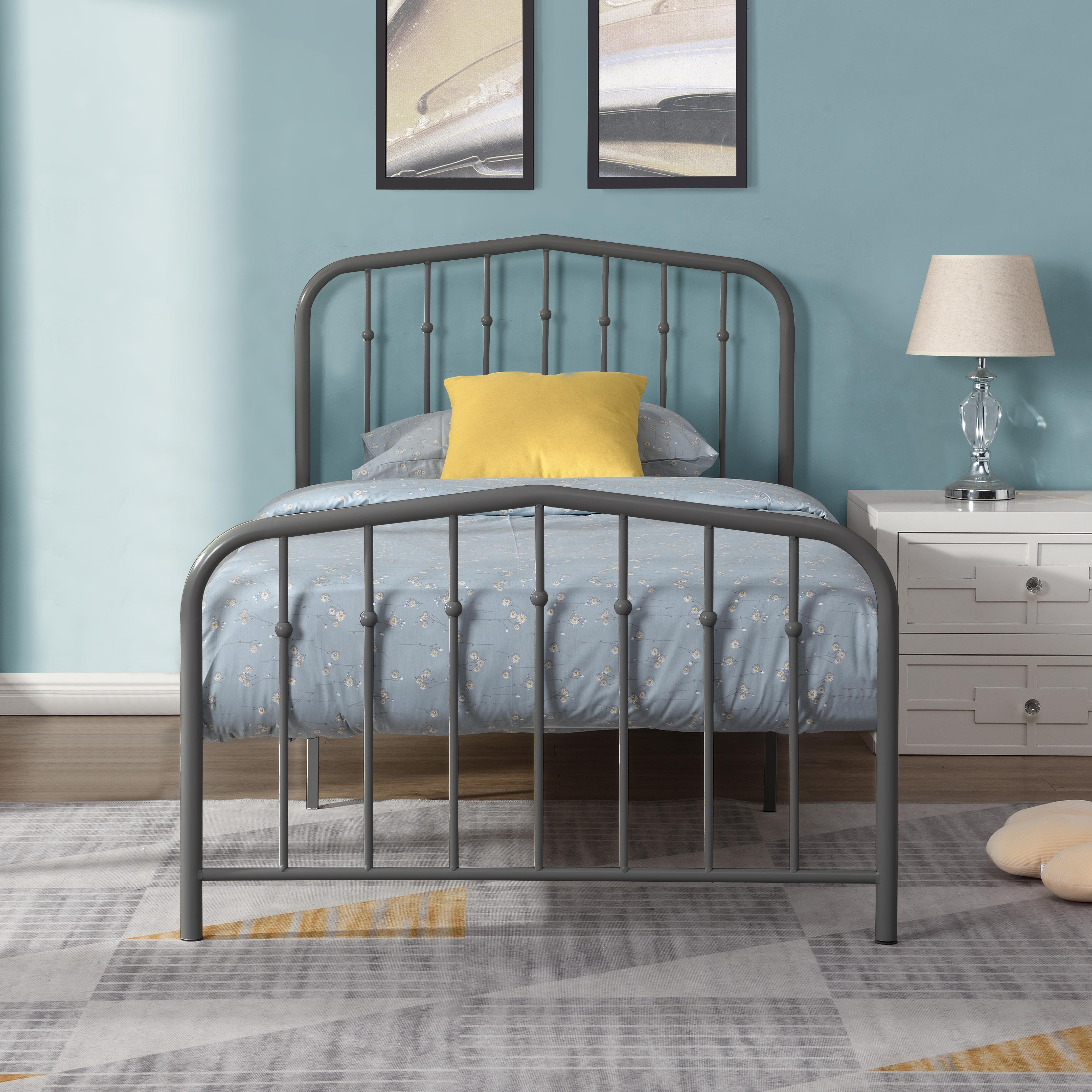 Dark Gray Twin Metal Platform Bed (Fully Slated) - Walmart.com