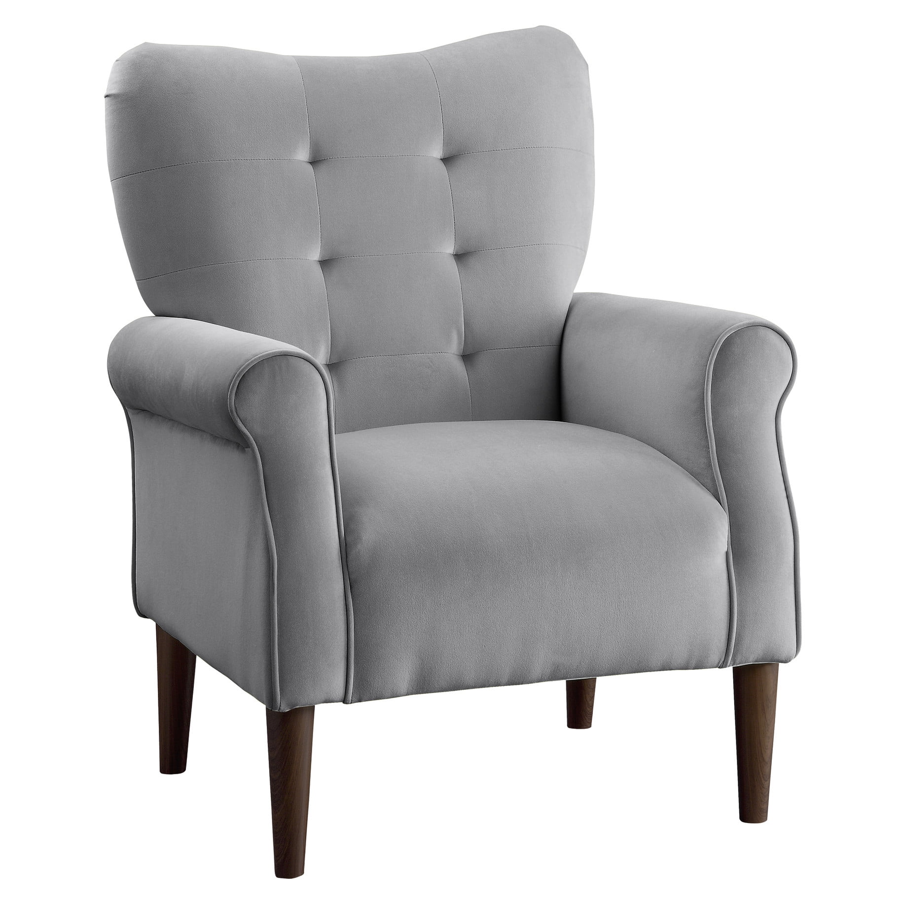 Dark Gray Velvet & Solid Wood - Classic Accent Chair for Primary Space ...