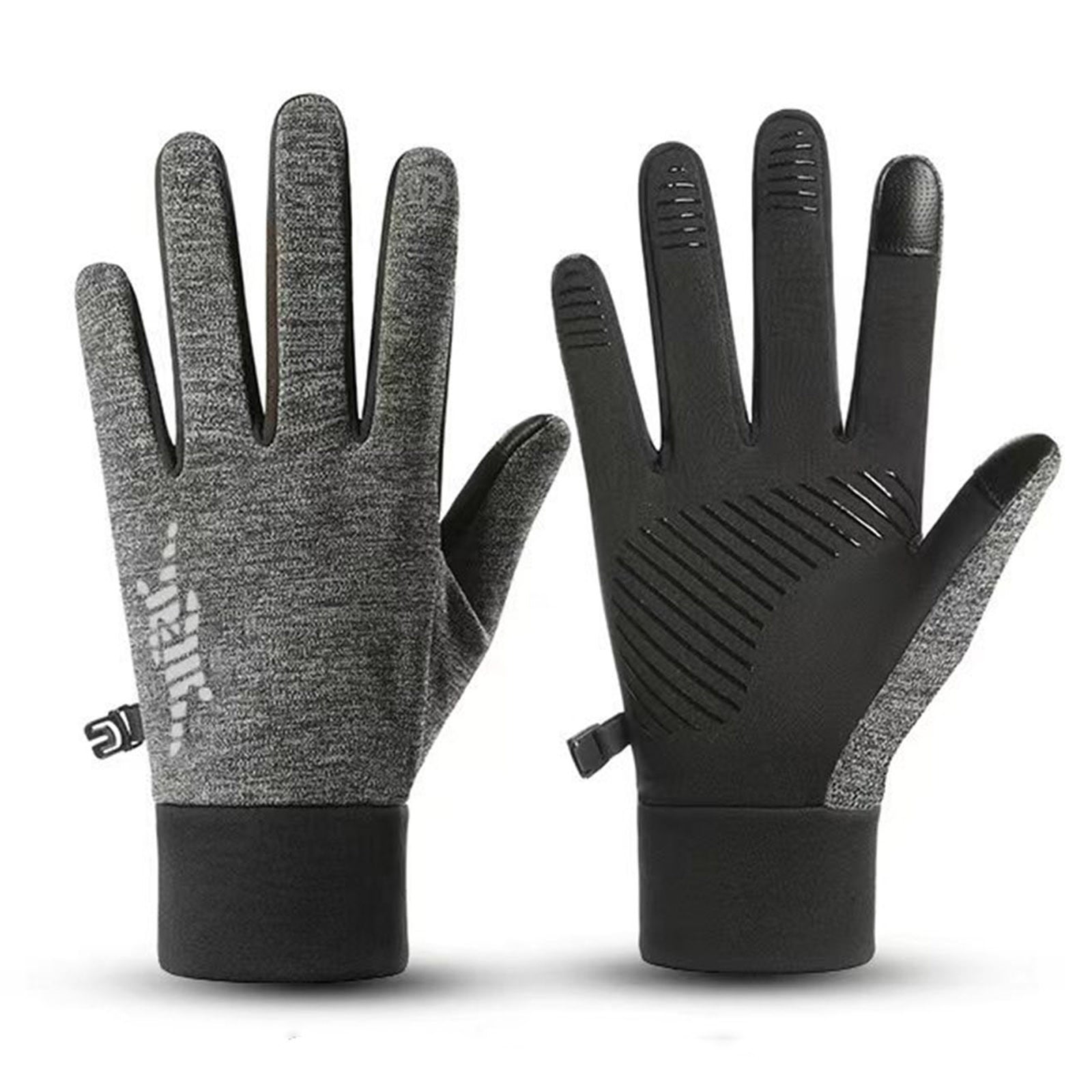 Dark Gray Windproof Reflective Gloves Thick And Warm For Outdoor Sports ...