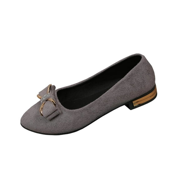Dark Gray Women'S Spring Summer Casual Flats Low Heel Rhinestone Bow ...