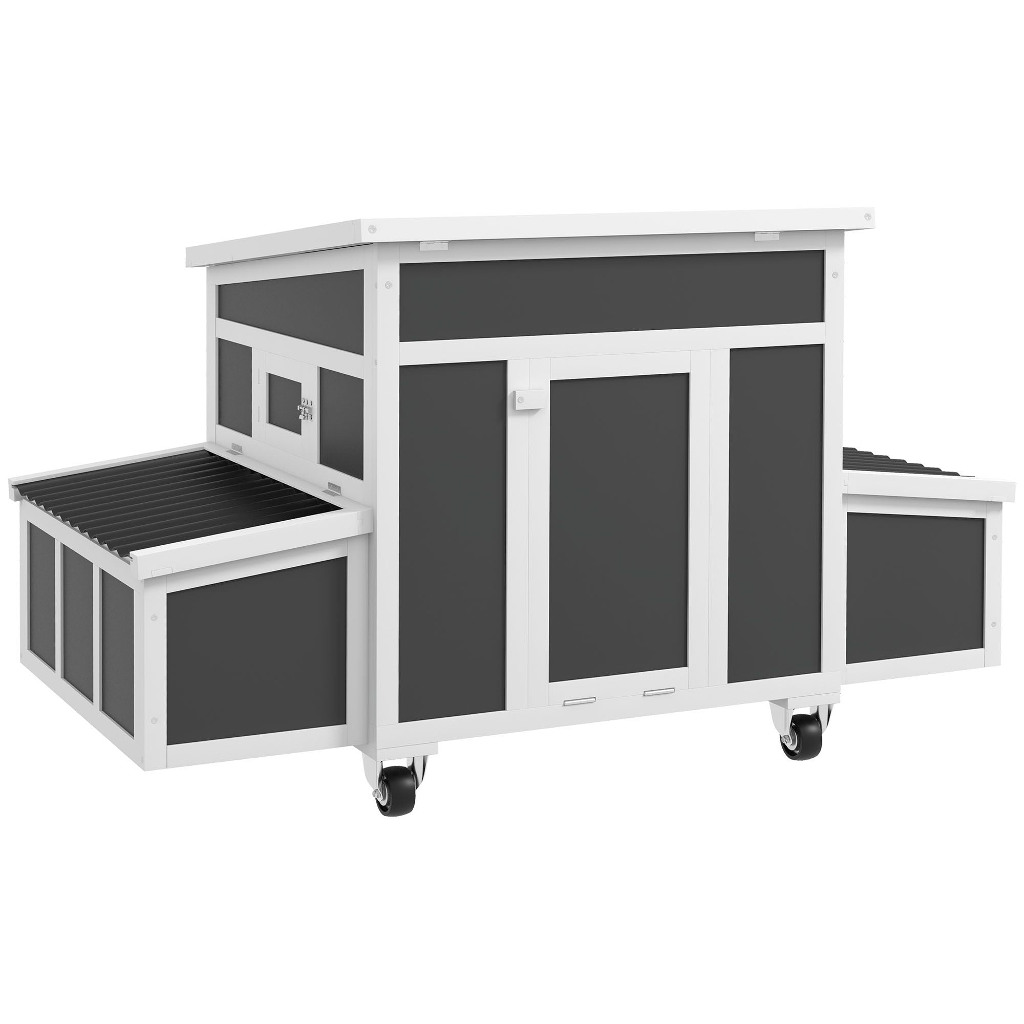 Dark Gray Wooden Chicken Coop for 6 Hens with Nesting Box, Roosting ...