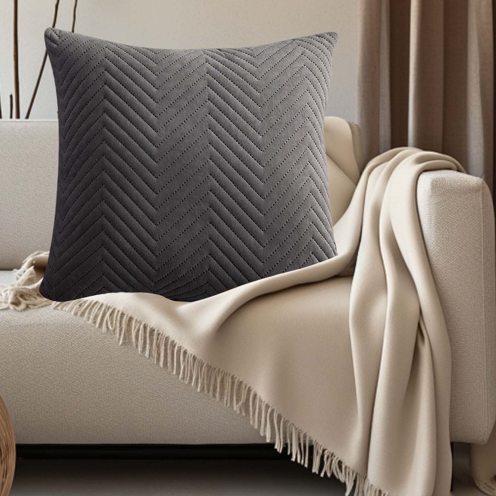 Dark Gray Woven Plush Pillowcase, Dutch Velvet Sofa Cushion and Bed ...