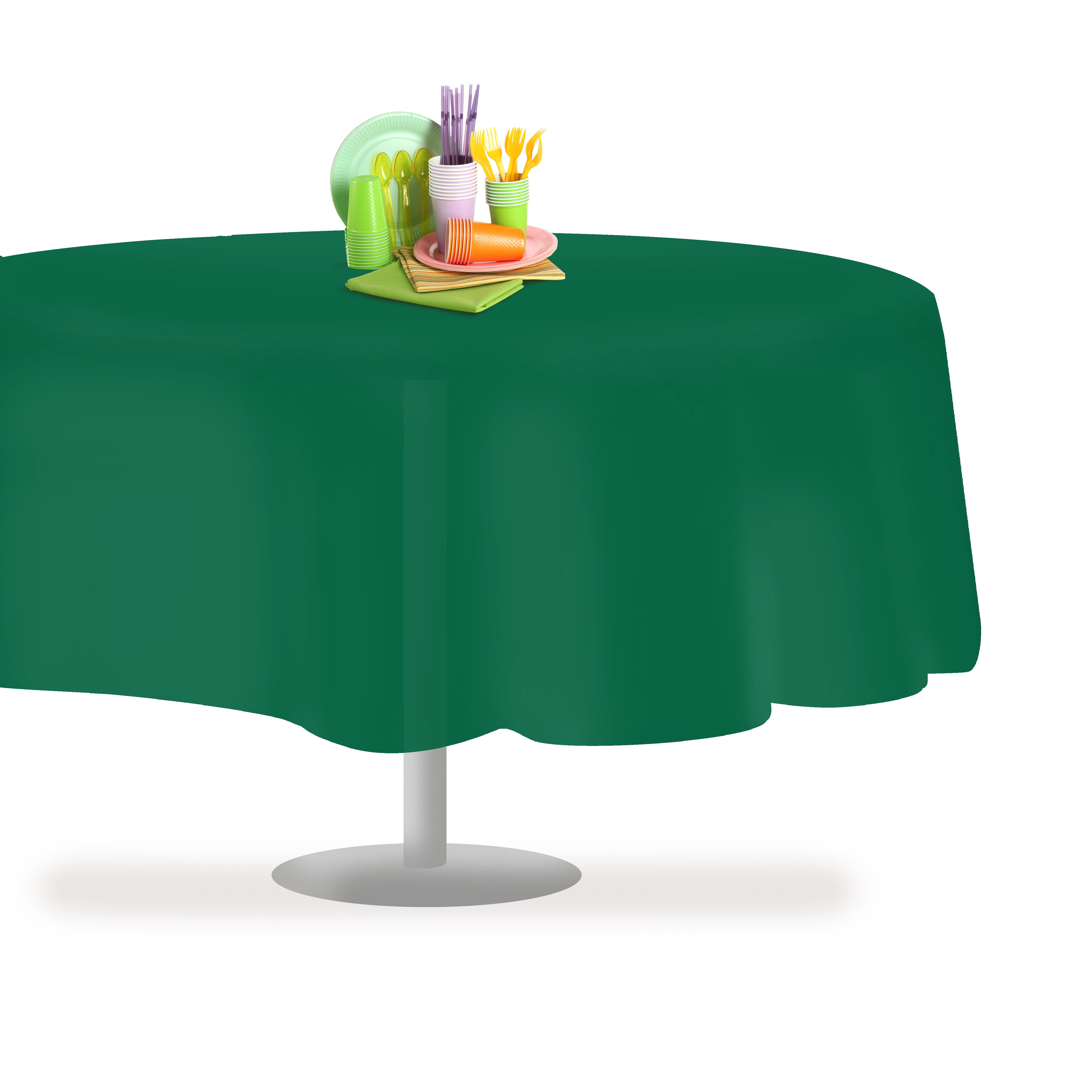 Dark Green 12 Pack Premium Disposable Plastic Tablecloth 84" Inch Round ...