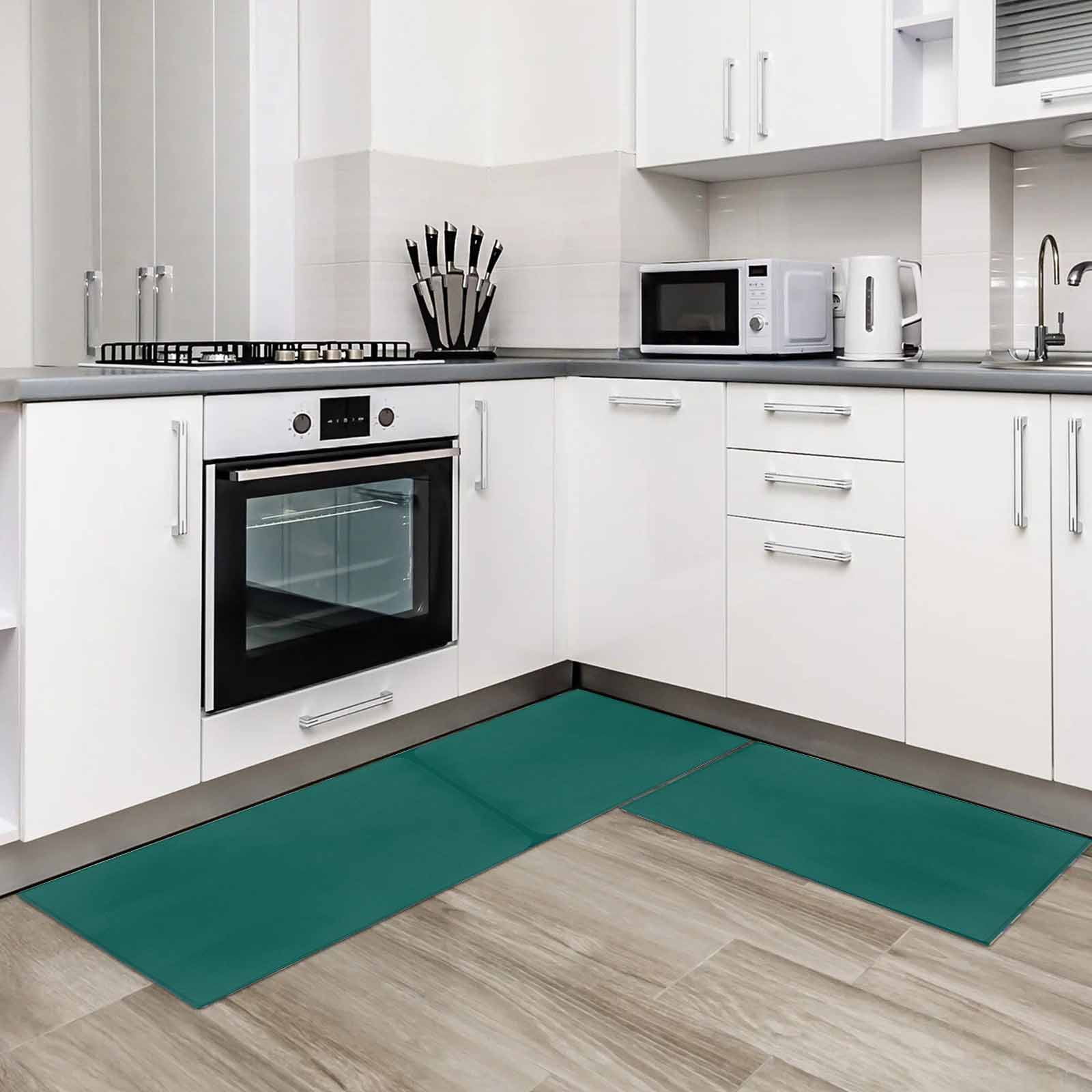 Dark Green 2 Pieces Non-Slip Kitchen Mat Set Modern Pure Dark Green ...