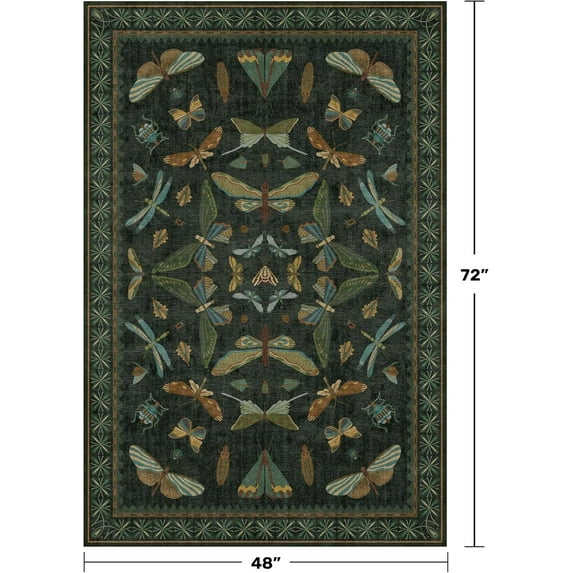 Dark Green 4x6 Washable Area Rug for Living Room, Bedroom, Large ...