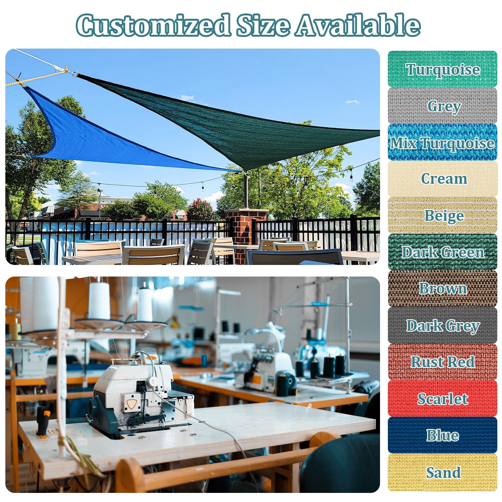 Dark Green 5'x16' Customized Rectangle Sun Shade Sail for Outdoor ...