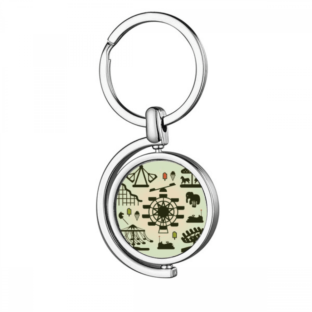Dark Green Amusement Park Outline Rotating Keychain Metal Keyring dark-green-amusement-park-outline-rotating-keychain-metal-keyring