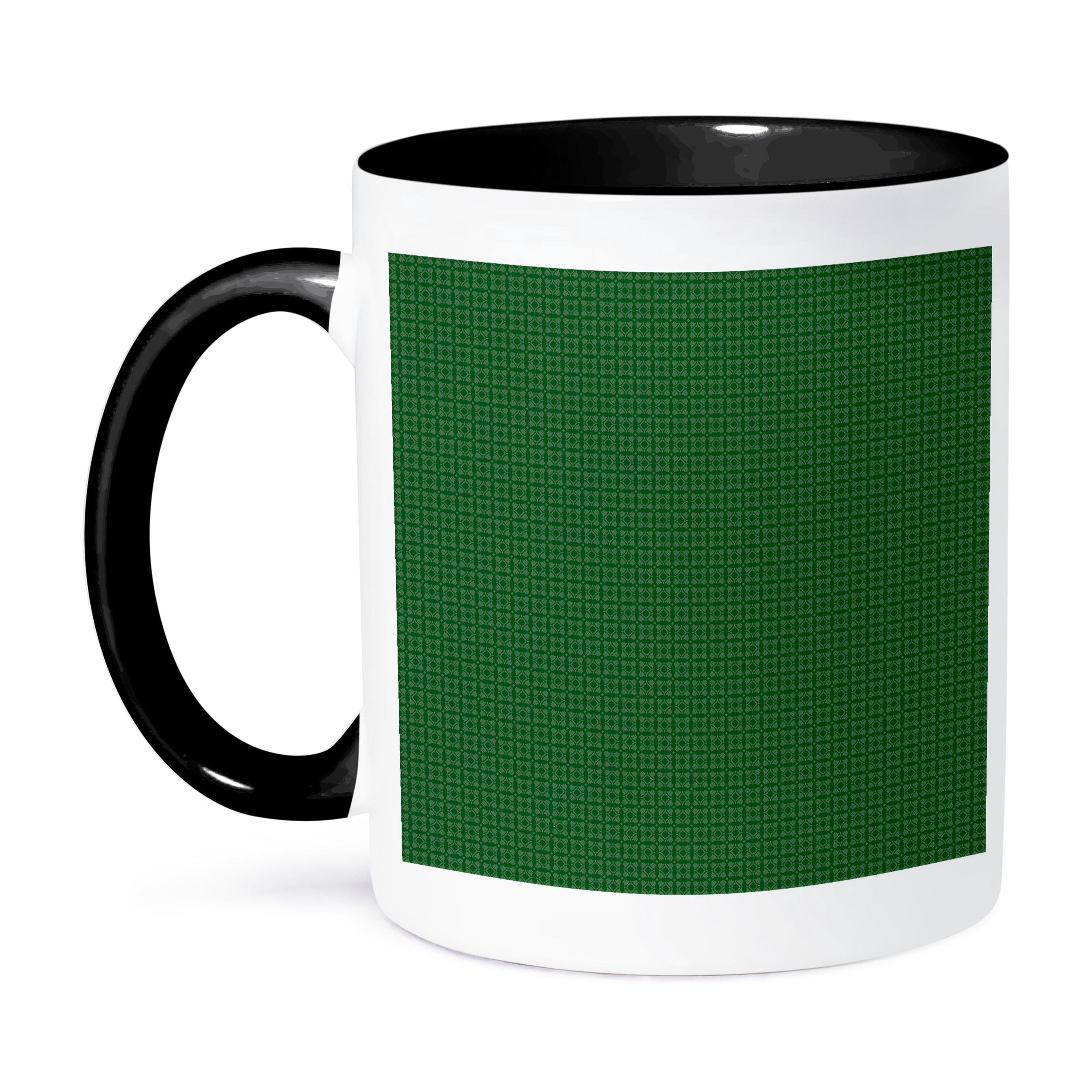 Dark Green And Light Green Square Patterns, 11oz Two-Tone Black Mug ...