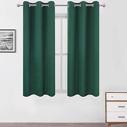 Dark Green Bedroom Blackout Curtains/38 x 54 Inch Long/Set of 2 Curtain ...