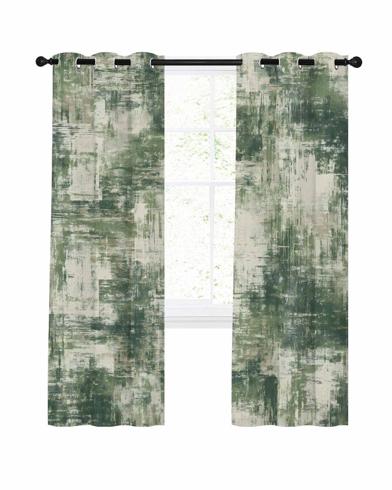 Dark Green Blackout Curtains 63 Inch Length Modern Abstract Gradient ...