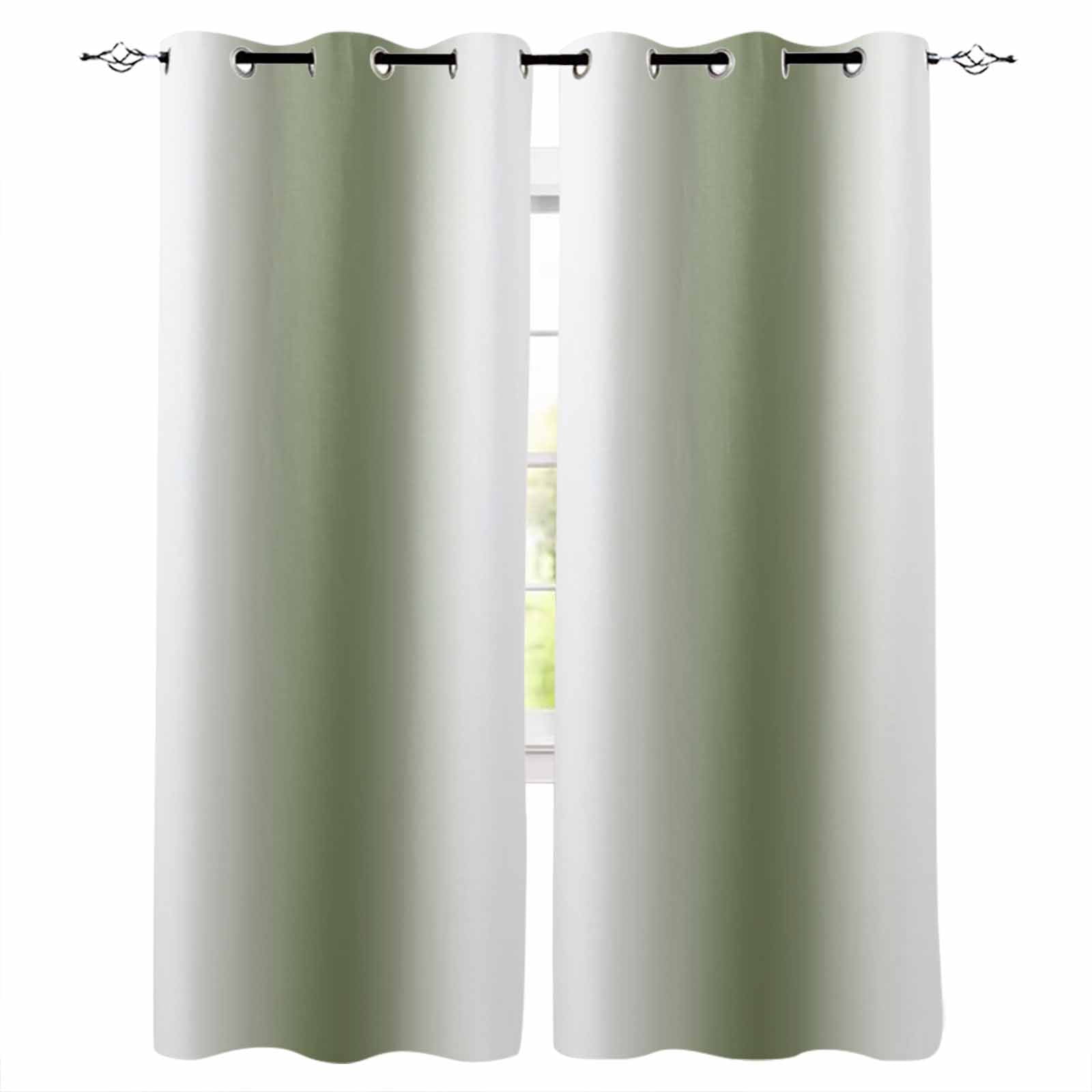 Dark Green Blackout Curtains 84 Inches Long, Modern Gradient Vertical ...