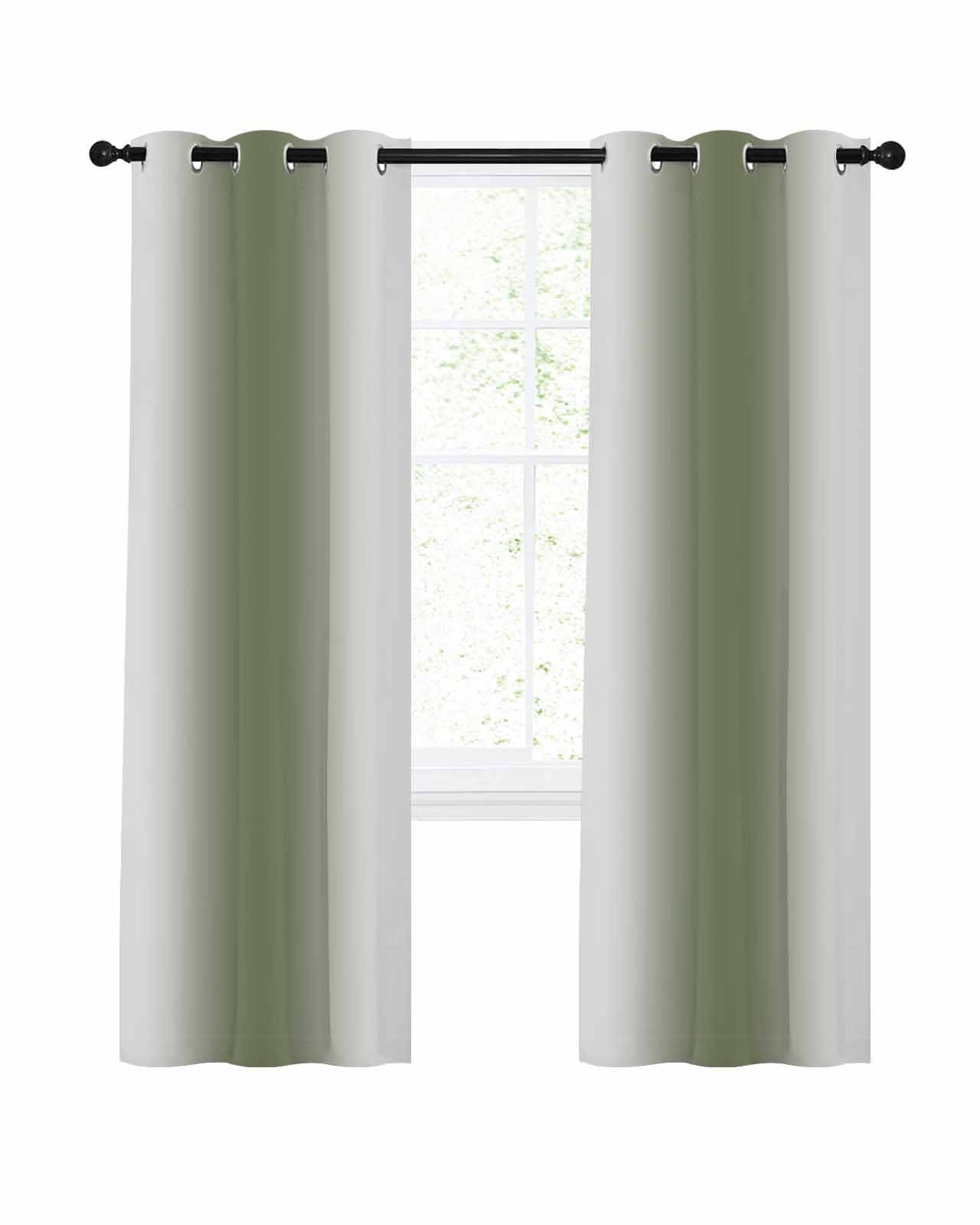 Dark Green Blackout Curtains, Light Blocking Print Window Curtains ...