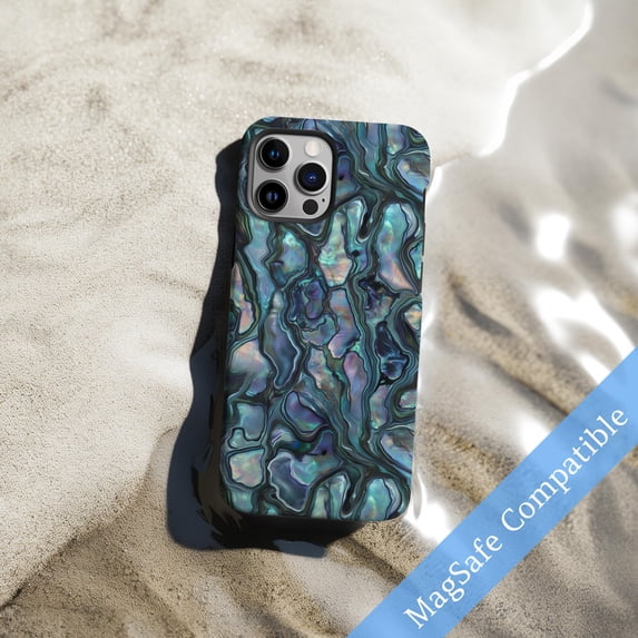 Dark Green Blue Pearl Design Phone Case Abalone Shell Print Aesthetic ...