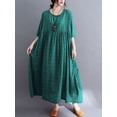 Dark Green Bohemian Loose A-Line Maxi Dress For Women, Oversized Casual ...