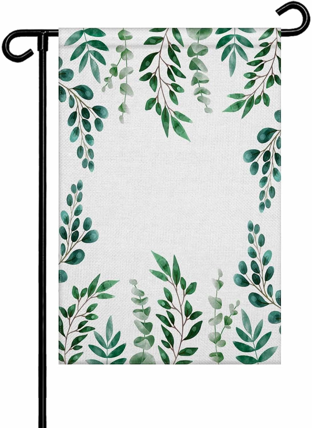 Dark Green Botanical Garden Flag Double Sided, Watercolor Eucalyptus ...