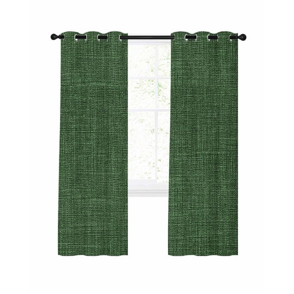 Dark Green Burlap Texture Blackout Curtains 96 Inches Long for Bedroom ...