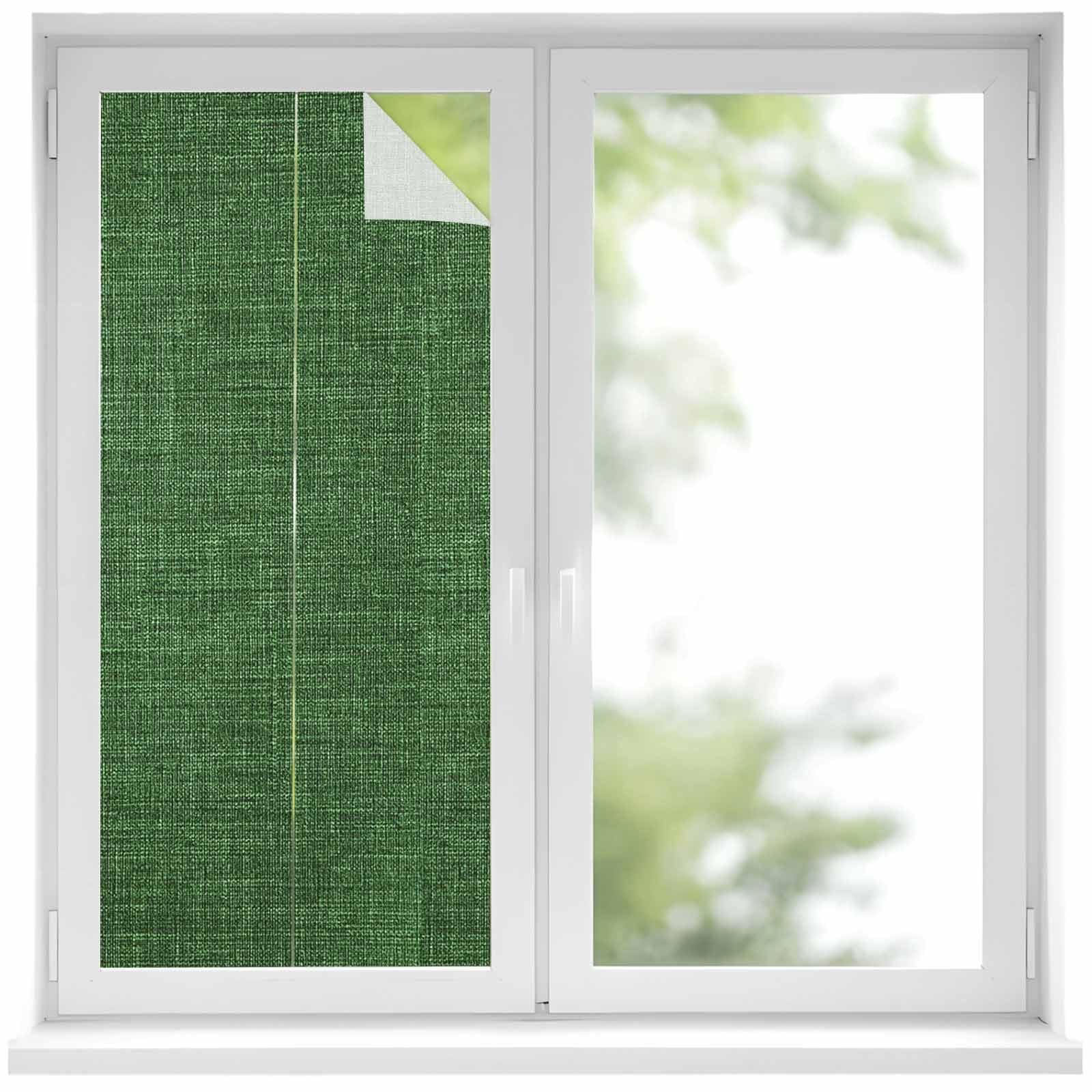Dark Green Burlap Texture Window Privacy Film, Farmhouse Vintage Green ...