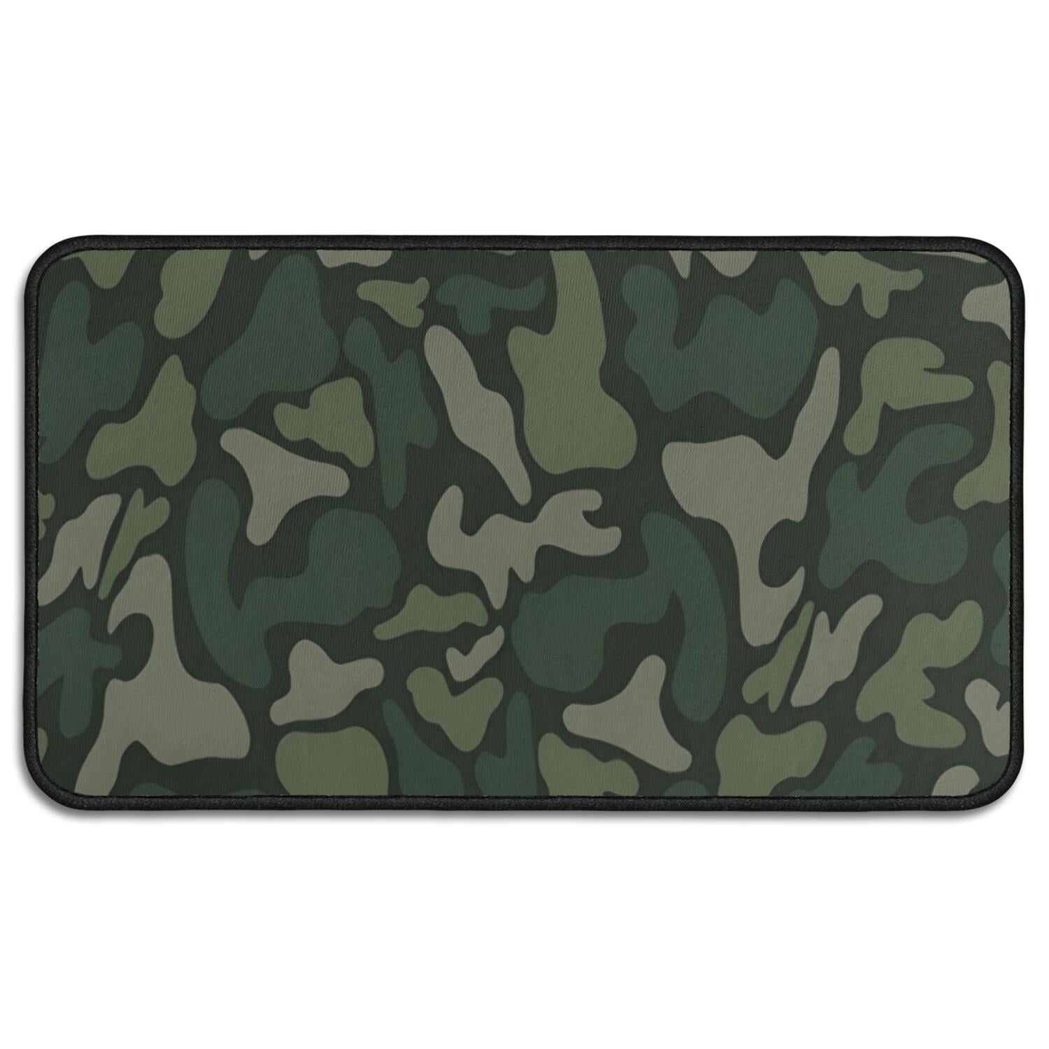 Dark Green Camo Classic Shapes Pattern Door Rugs,Washable Non Slip Door ...