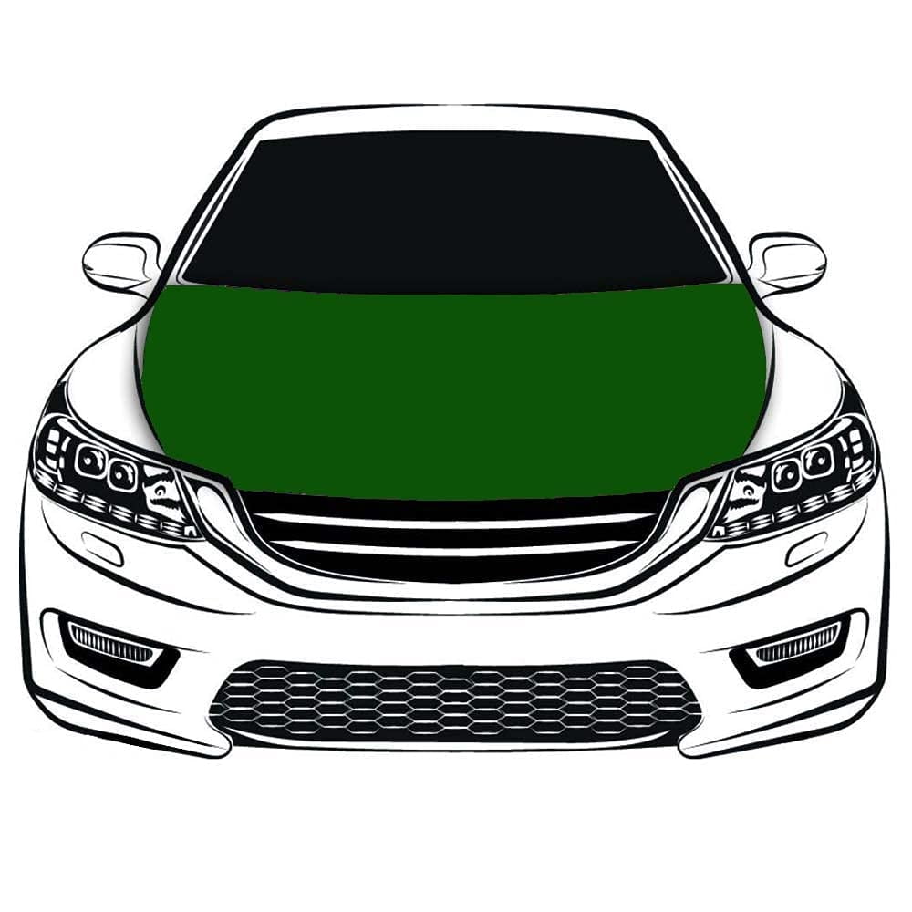 Dark Green Flag Car Hood Cover 3.3X5FT/6X7FT 100% Polyester Elastic ...