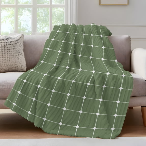 Dark Green Checkered Throw Blanket for Couch Modern Minimalist ...