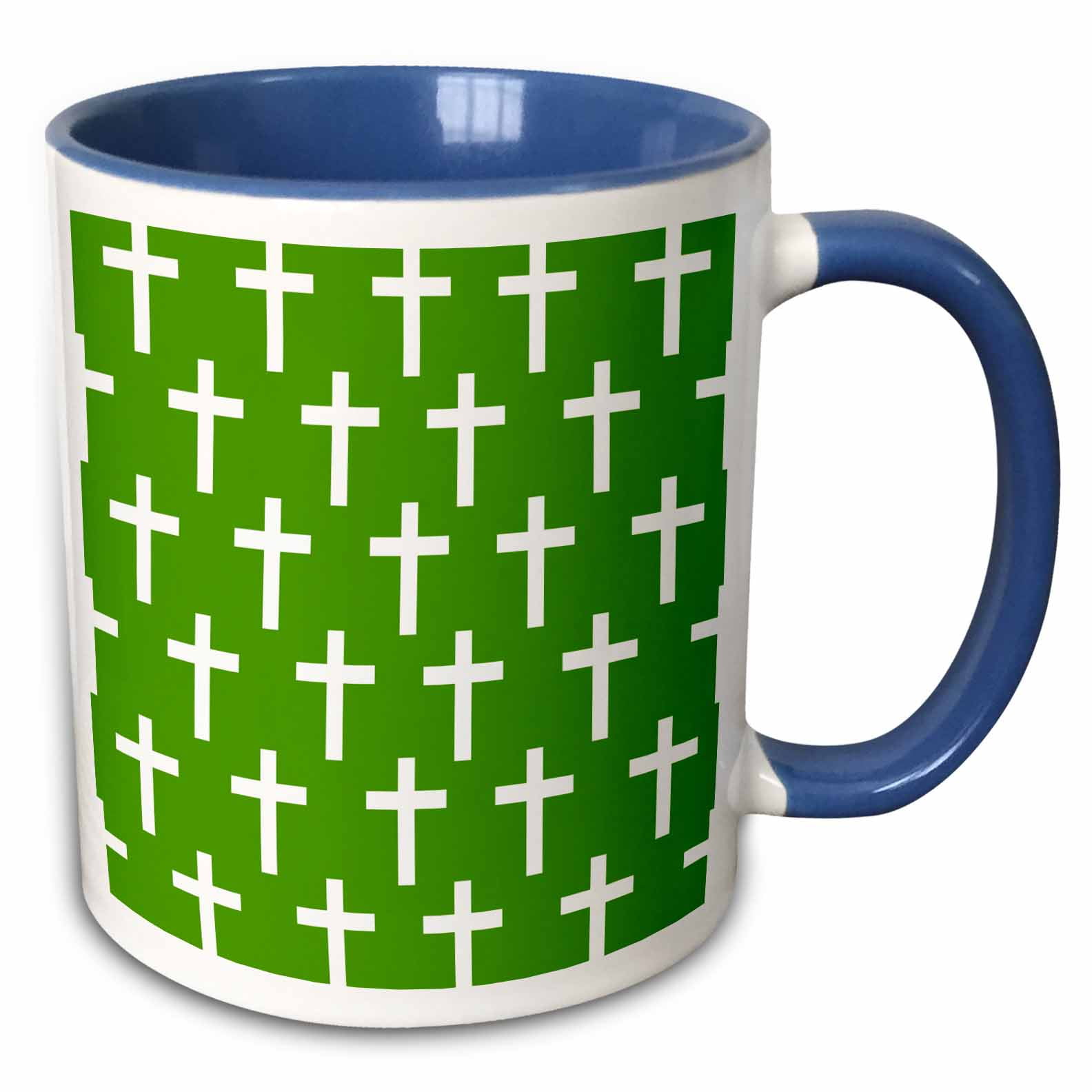 Dark Green Christian Cross pattern - white religious crucifix crosses ...