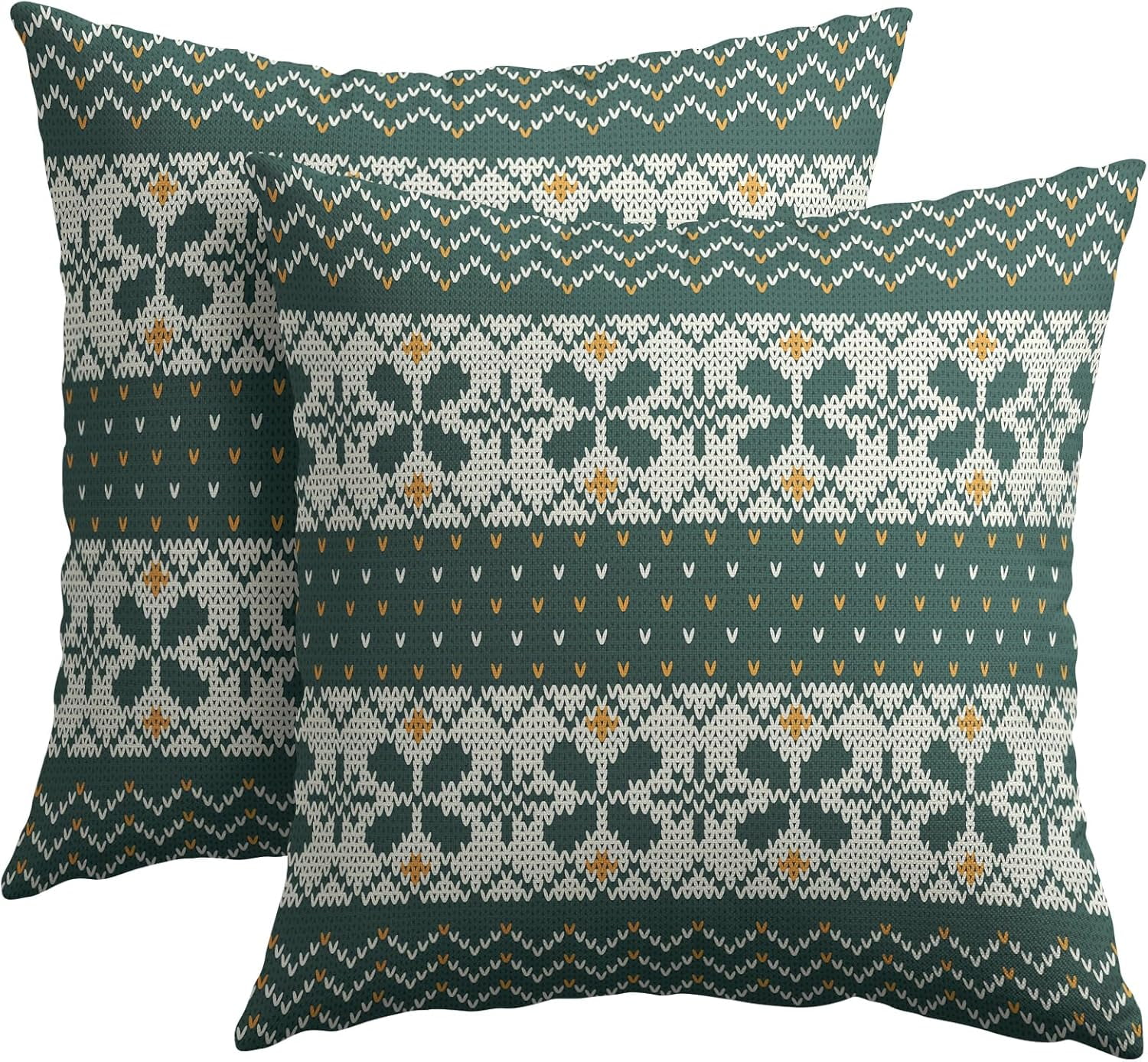 Dark Green Christmas Pillow Covers 16x16 Set of 2 Xmas Floral Pattern ...