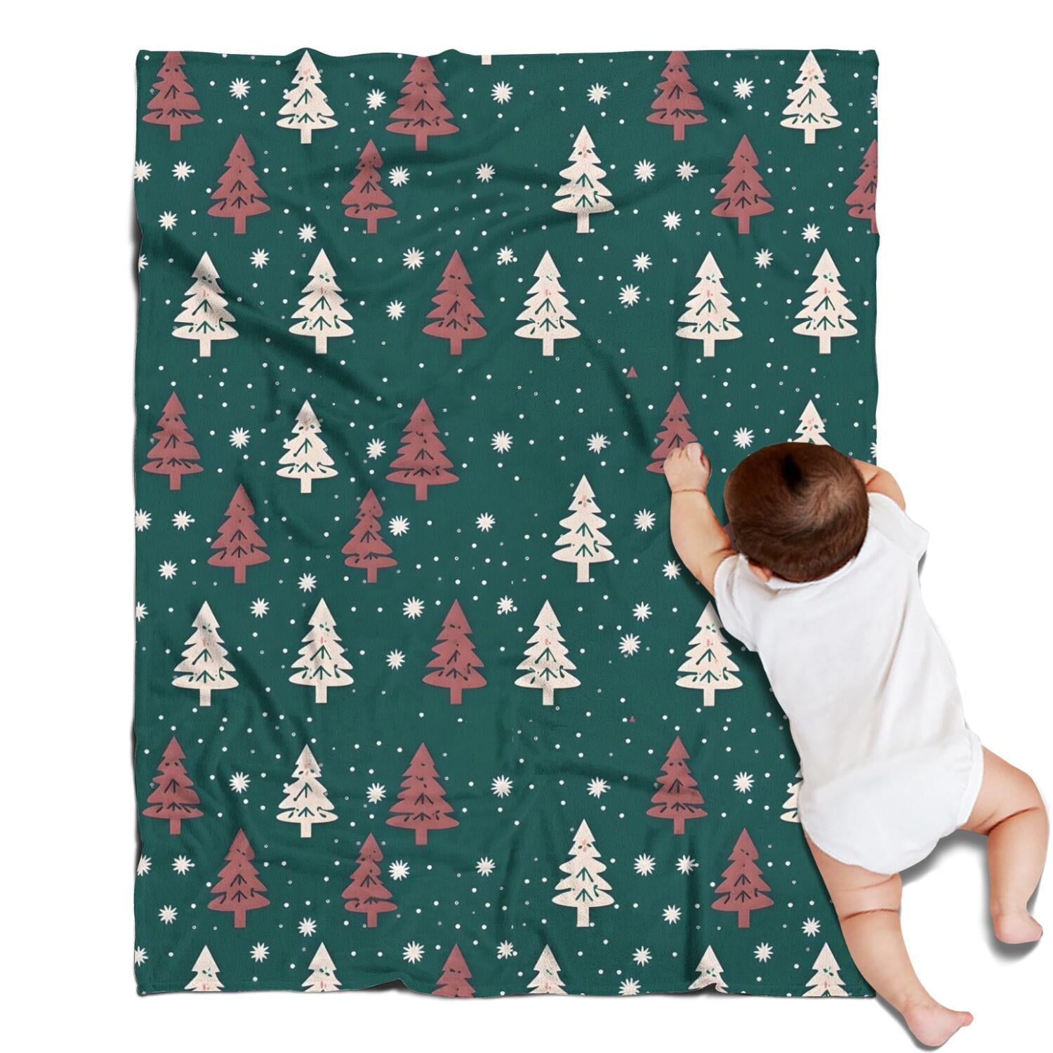 Dark Green Christmas Tree Pattern Blanket,Comfortable Soft Flannel ...