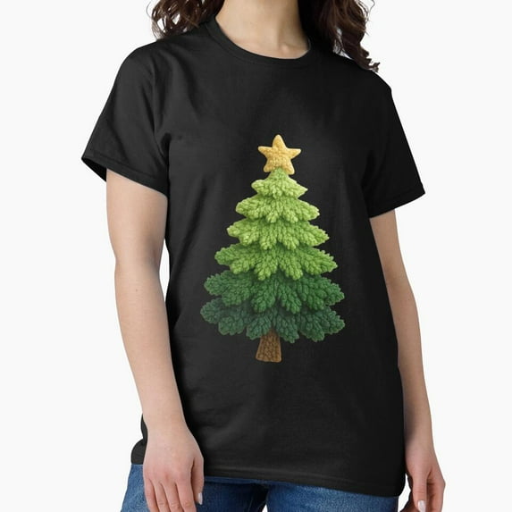 Dark Green Christmas Tree With Yellow Star Funny Holiday H3713 T-Shirt ...