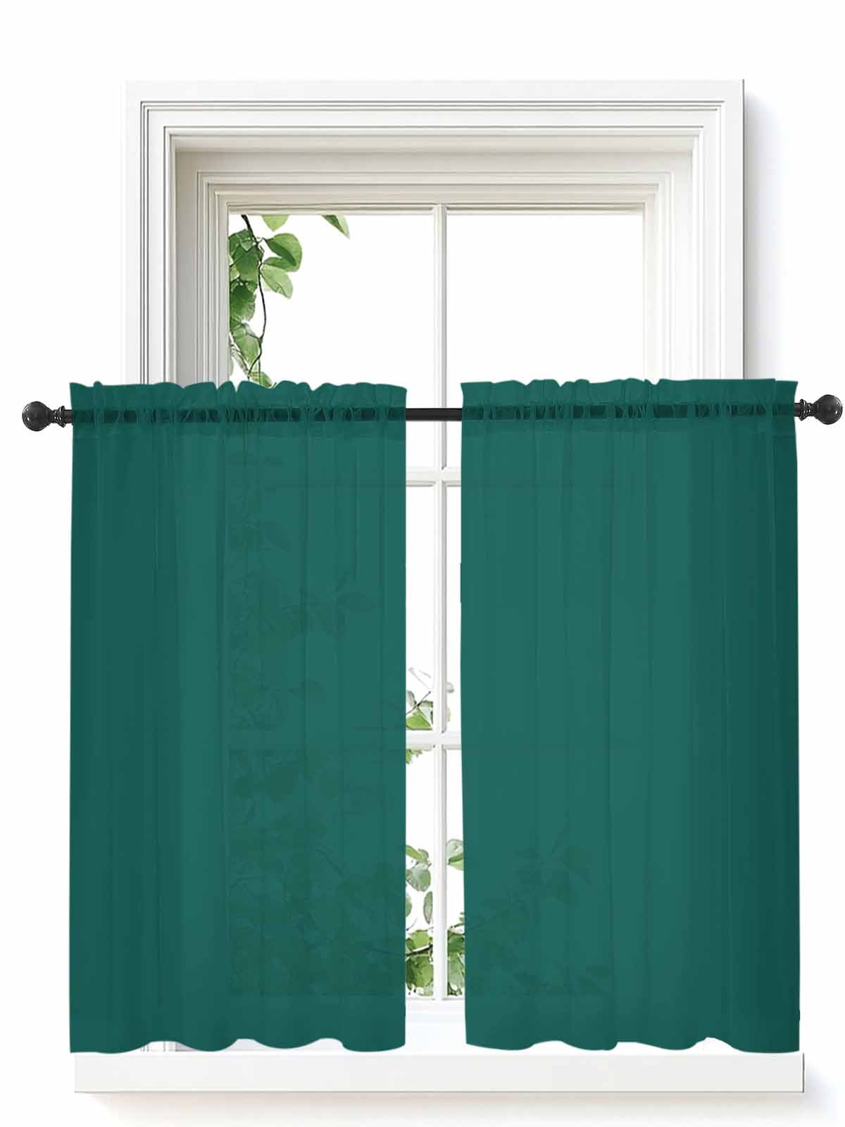 Dark Green Curtains 54 Inch Length, Sheer Curtains for Bedroom Living ...