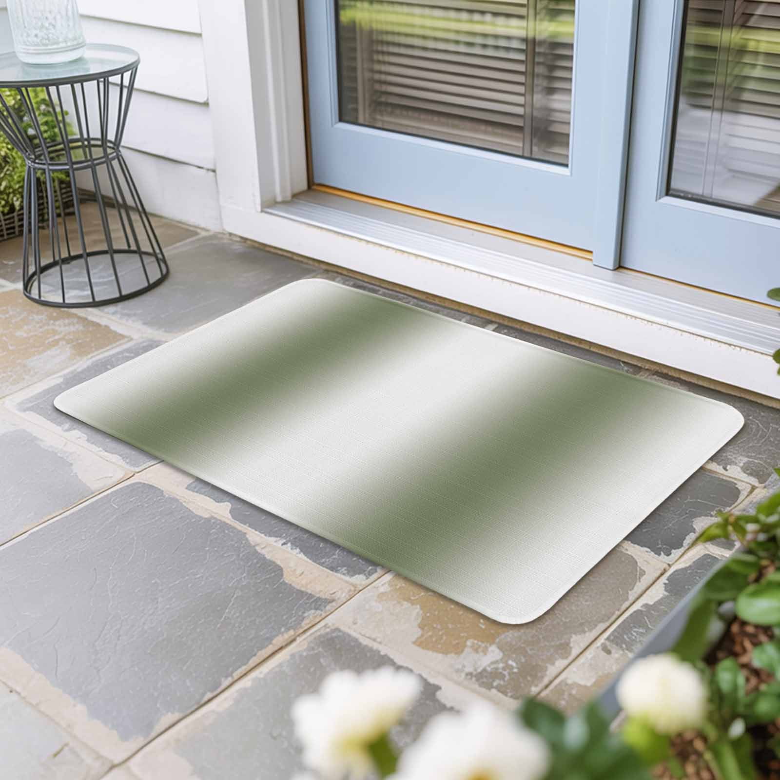 Dark Green Door Mat Indoor Outdoor, Modern Gradient Vertical Stripes ...