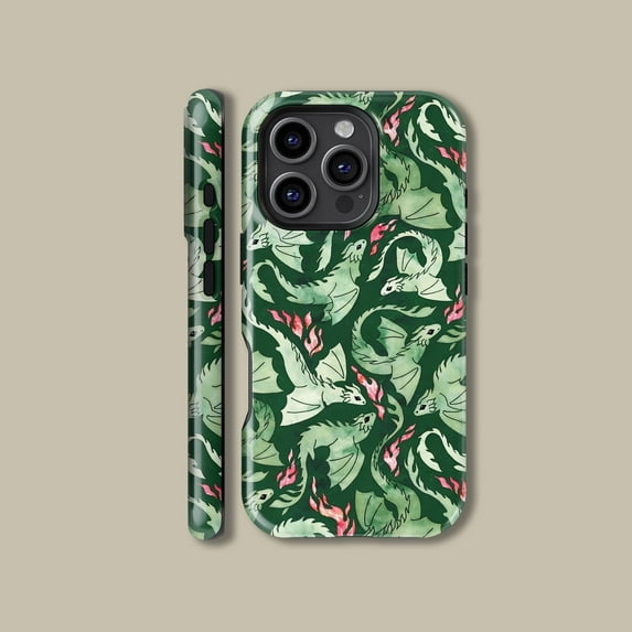 Dark Green Dragon Fire MagSafe Case for iPhone Samsung Retro - Walmart.com
