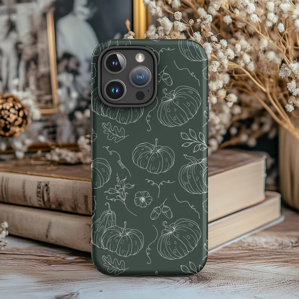 Dark Green Fall Pumpkin Cottagecore Autumn Phone Case 17 16 15 14 13 12 ...