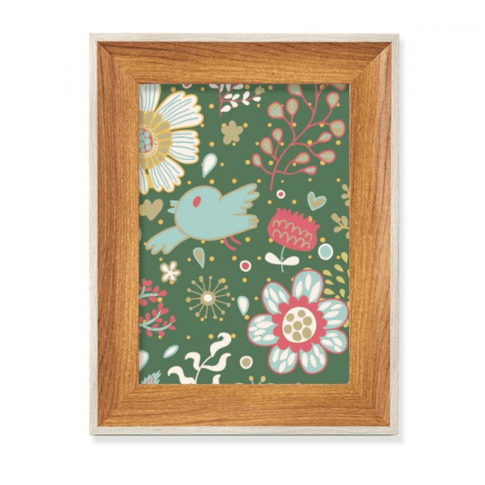 Dark Green Flower Paint Desktop Wooden Photo Frame Display Picture Art ...