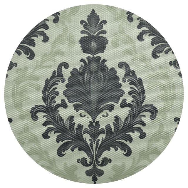 Dark Green Flower Pattern PVC Round Grid Placemat Table Mat 1 Pc for ...