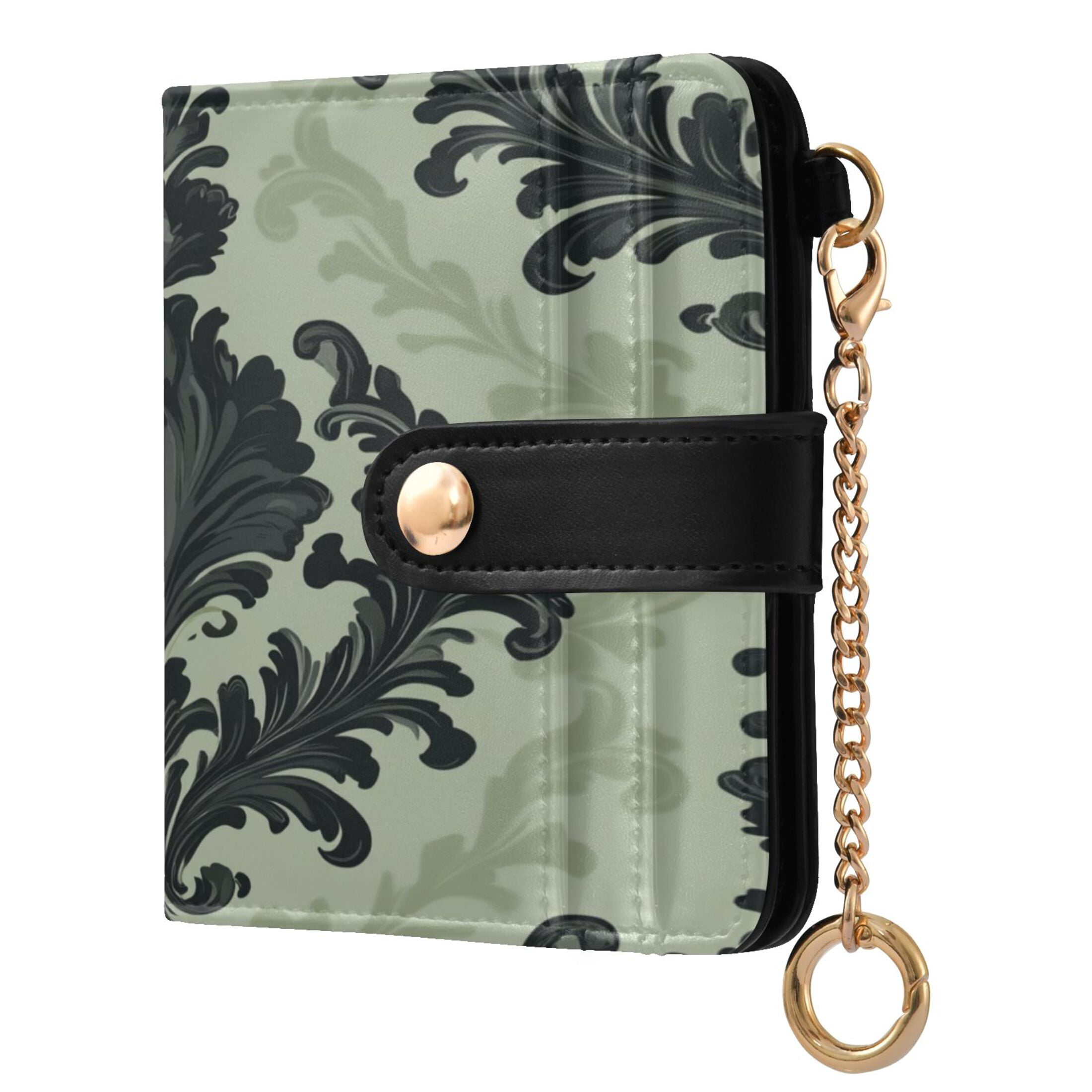 Dark Green Flower Pattern Women's Wallet PU Leather Card Cases RFID ...