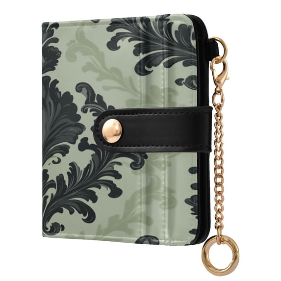 Dark Green Flower Pattern Women's Wallet PU Leather Card Cases RFID ...
