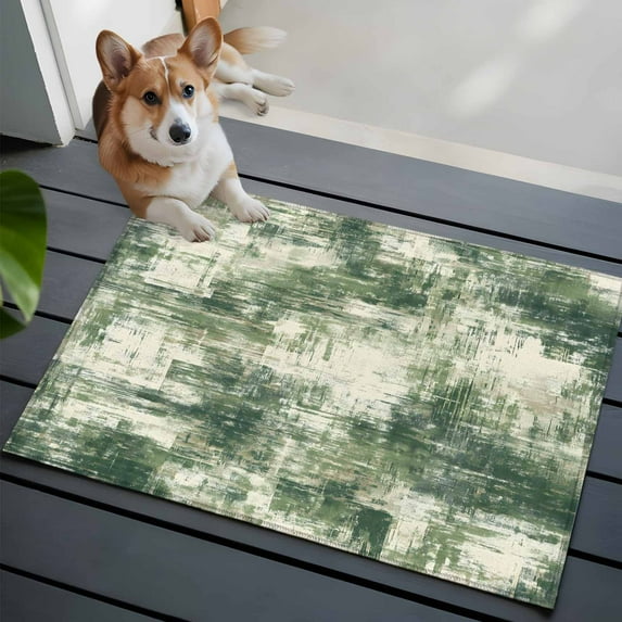 Dark Green Front Door Rugs 2x3 ft Modern Abstract Gradient Green ...