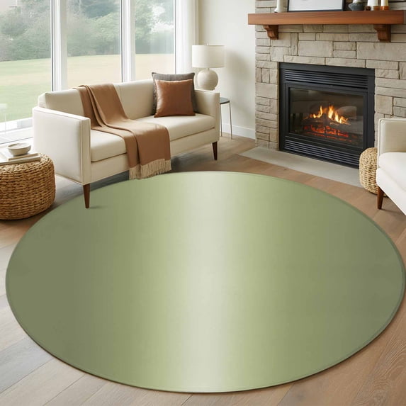 Dark Green Gradient 5FT Round Area Rugs for Living Room Abstract White ...