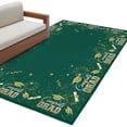 Dark Green Graduation Cap Washable Area Rugs 3'x5', Gold Stars Academic ...