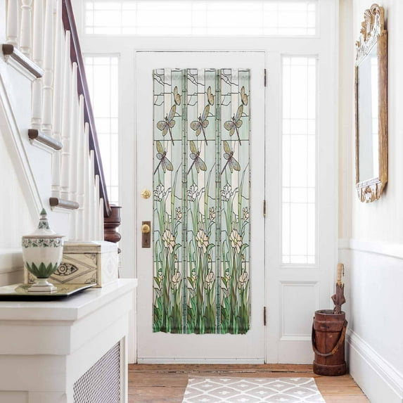 Dark Green Grass Door Curtains for Door Window, French Sidelight Front ...