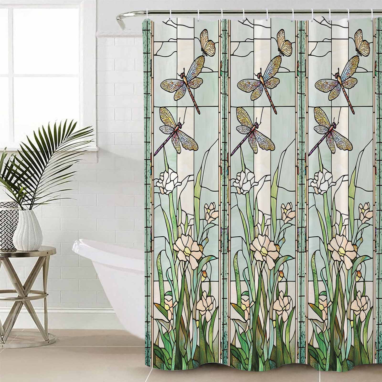 Dark Green Grass Shower Curtain Set, Waterproof Shower Curtains for ...