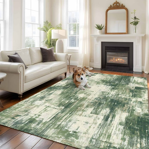 Dark Green Large Area Rugs 8x10 ft Modern Abstract Gradient Green ...